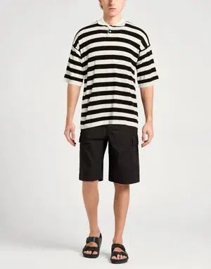 Alpha Studio Striped Jacquard-knit Cotton Polo Shirt - Black