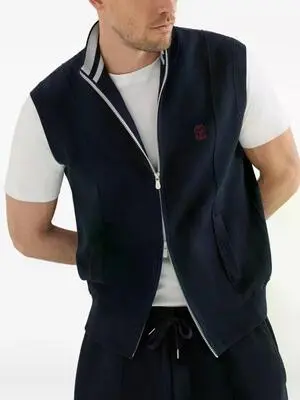 Brunello Cucinelli Cotton And Silk Double-knit Vest - Blue