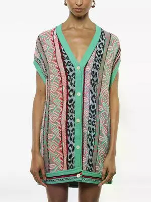 LANEUS Patterned V-neck Cardigan