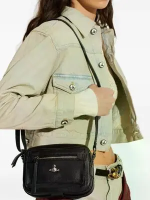 VIVIENNE WESTWOOD Hannah Zip Textured Shoulder Bag - Black