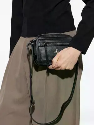 VIVIENNE WESTWOOD Hannah Zip Textured Shoulder Bag - Black