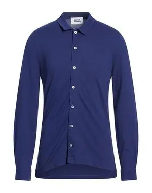 Alpha Studio Man Shirt Bright Blue Size 40 Cotton, Elastane Bright Blue