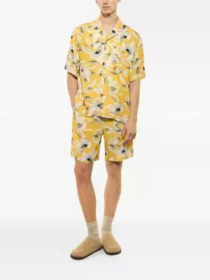LANEUS Floral-pattern Shirt - Yellow