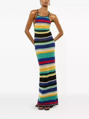 LANEUS Striped Knitted Dress - Blue