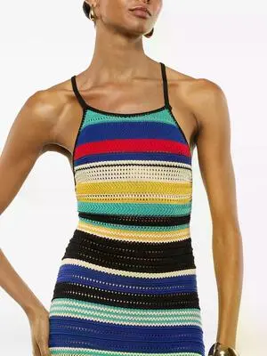 LANEUS Striped Knitted Dress - Blue