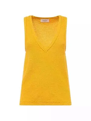 LANEUS V-neck Knitted Sleeveless - Yellow
