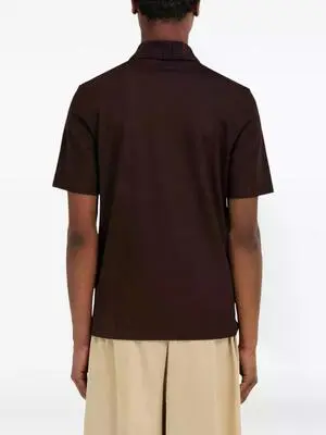 FERRAGAMO V-neck Polo With Jacquard Pocket Detail - Brown