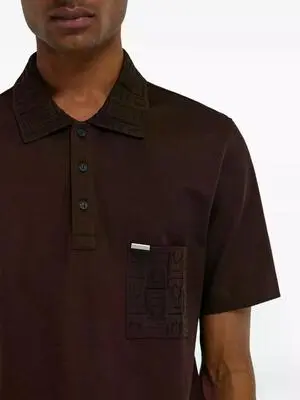 FERRAGAMO V-neck Polo With Jacquard Pocket Detail - Brown