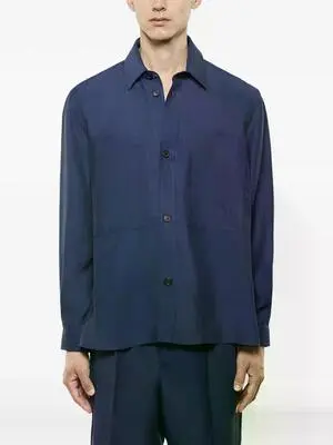 LANEUS Chest-pocket Overshirt - Blue