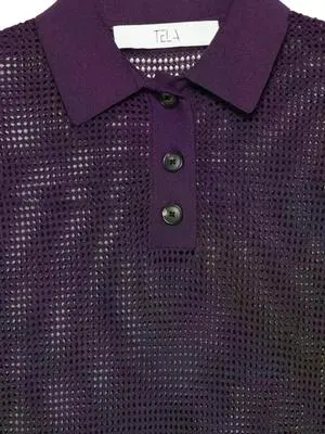 TELA Open-knit Polo Top