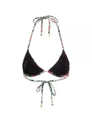 Philipp Plein Swimwear Top Triangle Bra Chain Flower