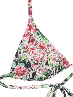 Philipp Plein Swimwear Top Triangle Bra Chain Flower