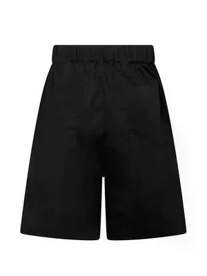 LANEUS Elasticated-waistband Patch-pocket Shorts - Black