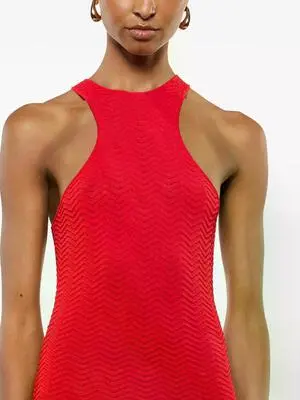 LANEUS Sleeveless Knitted Dress - Red