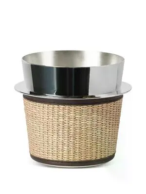 Brunello Cucinelli Silver-plated Steel And Raffia-effect Techno Cotton Ice Bucket - Neutrals