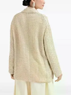Brunello Cucinelli Silk Net Embroidery Blazer - Neutrals