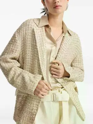 Brunello Cucinelli Silk Net Embroidery Blazer - Neutrals