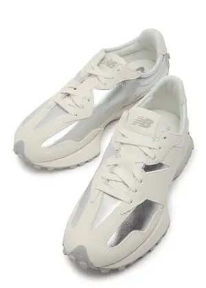 NEW BALANCE 327 Panelled Metallic Leather Sneakers