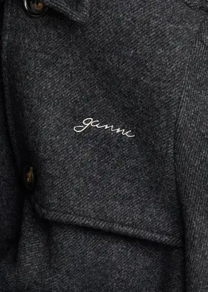 GANNI Belted Wool-blend Trench Coat