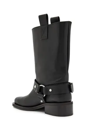 GANNI Faux Leather Mid-calf Biker Boots - Black
