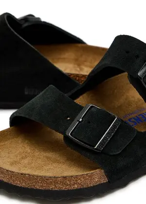 BIRKENSTOCK Arizona Suede Sliders - Black