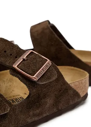 BIRKENSTOCK Arizona Suede Sliders - Brown