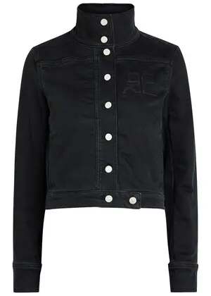 COURREGES Reedition Logo Stretch-denim Jacket - Black
