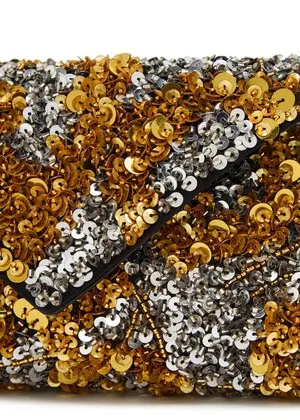 Dries Van Noten Embellished Satin Clutch - Silver