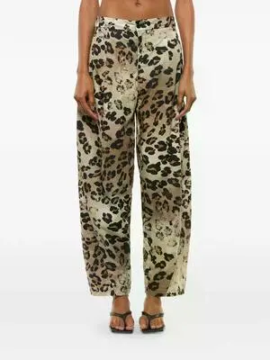 LANEUS Animal Print Trousers