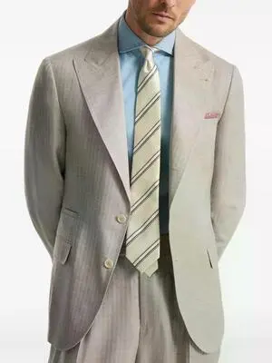 Brunello Cucinelli Cashmere And Silk Chevron Deconstructed Blazer With Peak Lapels