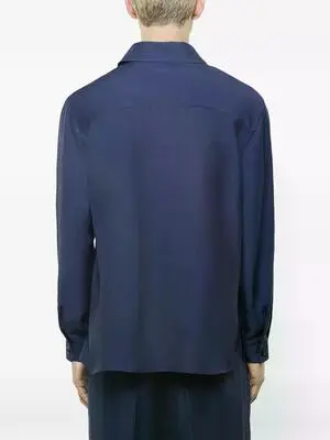 LANEUS Chest-pocket Overshirt - Blue