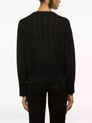 LANEUS Distressed Crew-neck Sweater