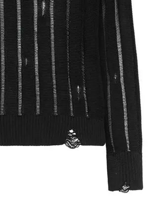 LANEUS Distressed Crew-neck Sweater