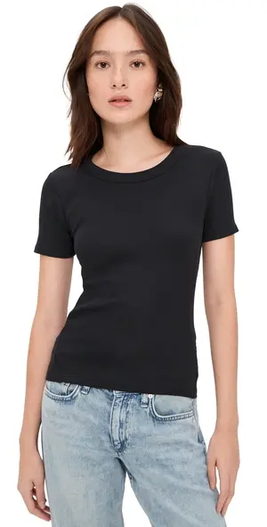 Women's Ribbed Crew Neck T-Shirts