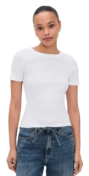 Rag & Bone Essential Rib Crew Neck Tee - White
