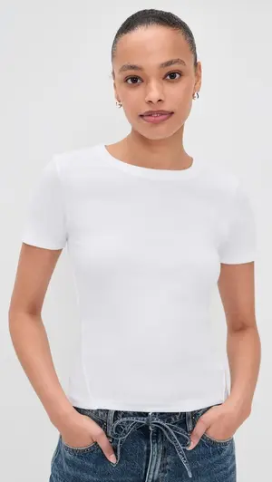 Rag & Bone Essential Rib Crew Neck Tee - White