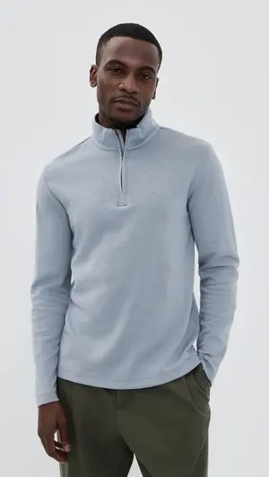 Vince Cotton Blend Quarter Zip Pullover