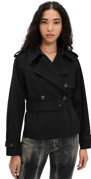 Good American Twill Trench Jacket - Black