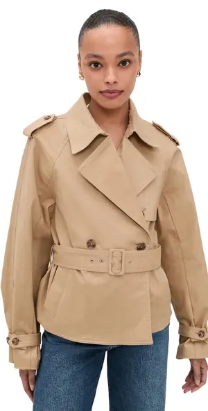 Good American Twill Trench Jacket - Sandy Fawn