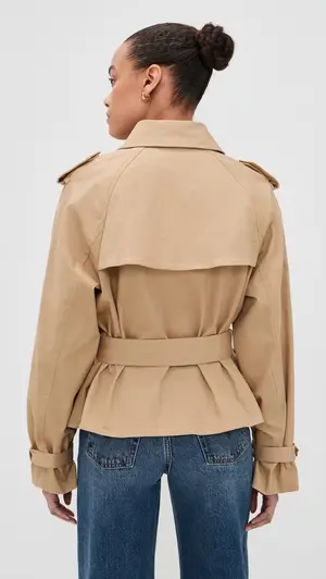Good American Twill Trench Jacket - Sandy Fawn