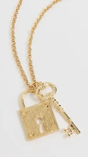 KENNETH JAY LANE Lock Pendant Necklace