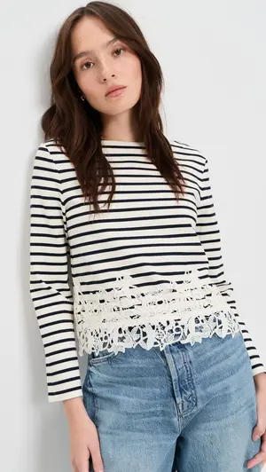 Veronica Beard Hovey Lace-trimmed Top