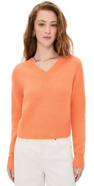 WHITE & WARREN Featherweight Cashmere V-neck Pullover