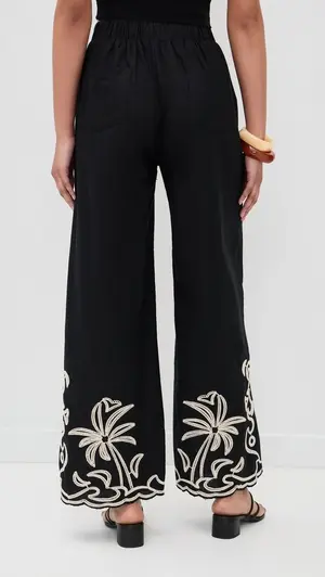 LITTLE LIES Palm Embroidery Wide Leg Pants