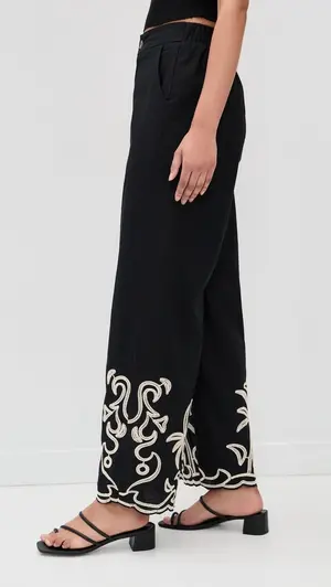 LITTLE LIES Palm Embroidery Wide Leg Pants
