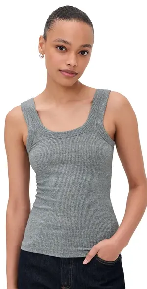 Rag & Bone Essential Rib U Neck Tank - Heather Grey