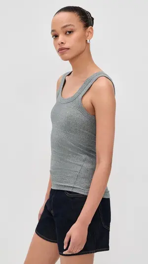 Rag & Bone Essential Rib U Neck Tank - Heather Grey