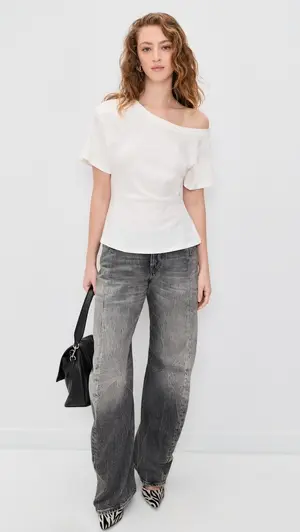EB DENIM Elena Off-shoulder Tee - White