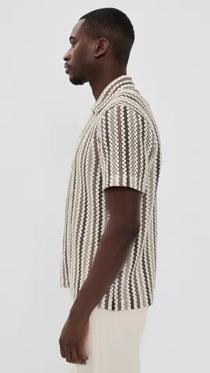 Vince Tulum Stripe Short Sleeve Shirt