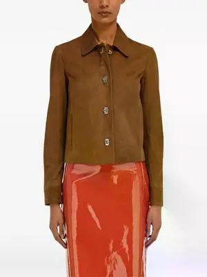 FERRAGAMO Boxy Nubuck Jacket - Brown